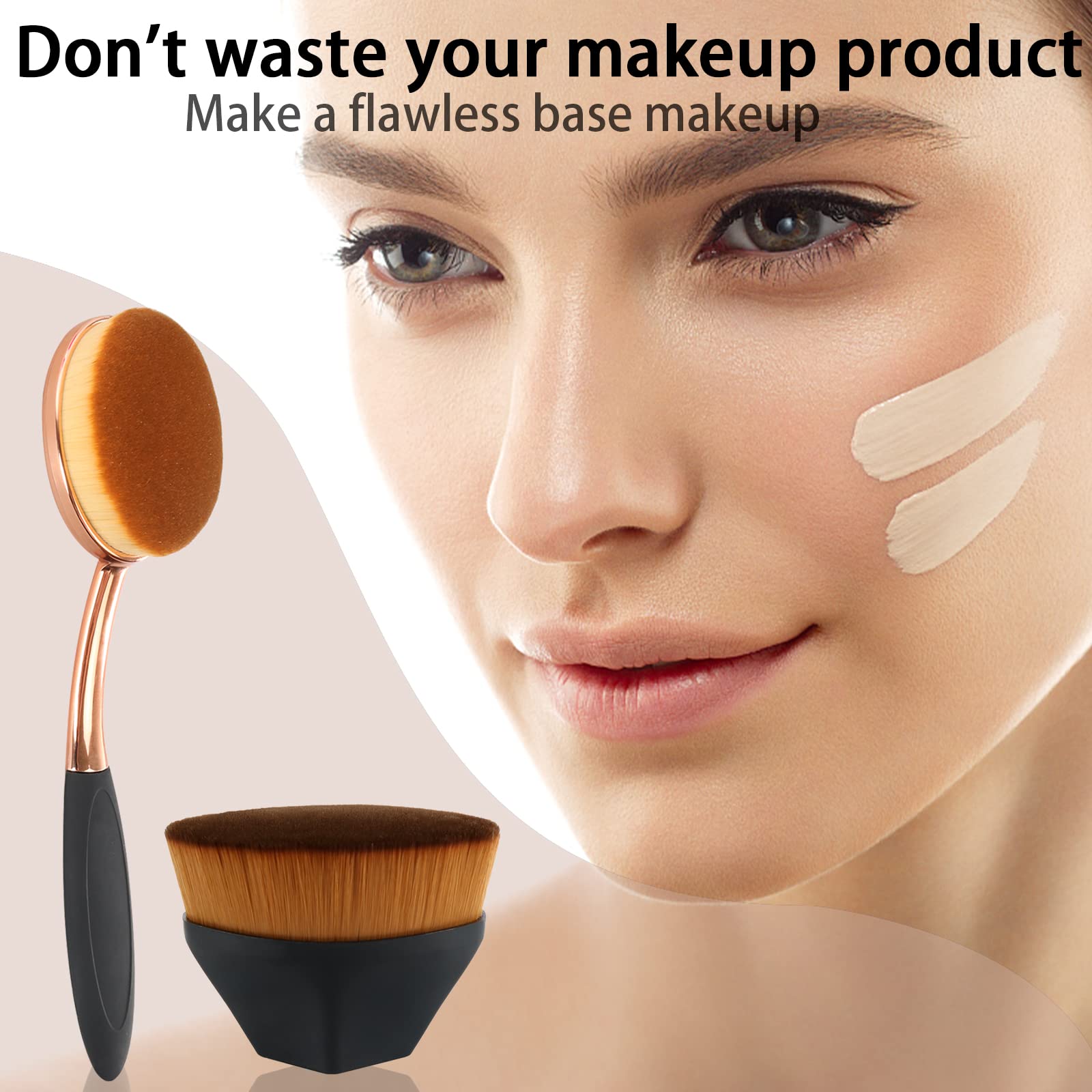 Leezead Foundation Brushes Oval Kabuki Foundation Brush for Liquid Makeup, High Density Hexagon Face Kabuki Brush Oval Makeup Brushes Concealer Brush for Blending Liquid,Cream,Flawless Powder