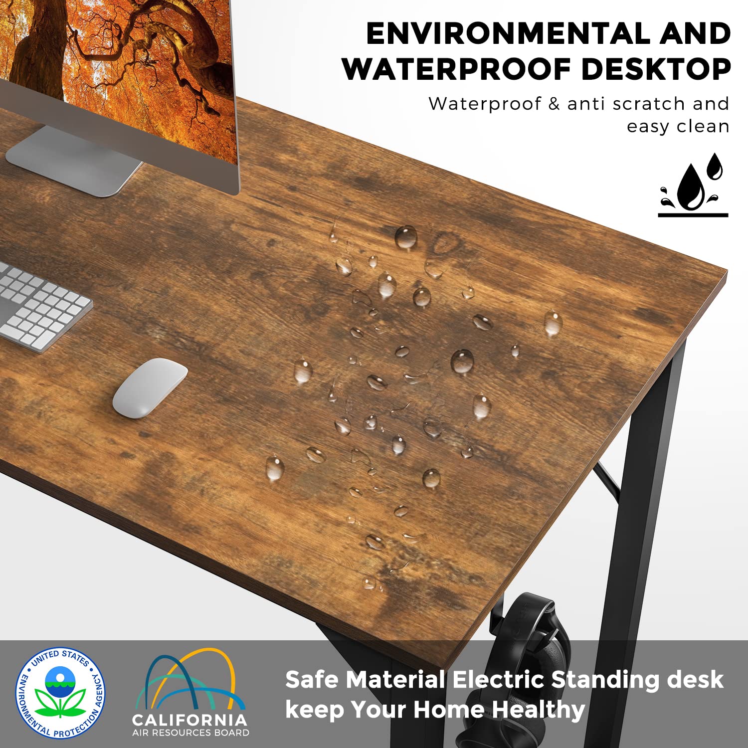 DUMOS 40 Inch Office Small Computer Desk Modern Simple Style Writing Study Work Table for Home Bedroom - Rustic Brown