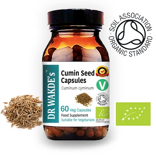 DR WAKDE'S Organic Cumin Seed Capsules, Organic | 60 Veg Caps | Ayurvedic Supplement | Vegan | 100% Herbal | Quantity Discounts | Same Day Dispatch