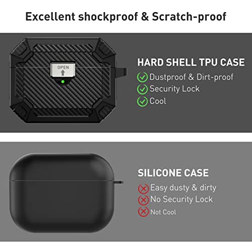 Maxjoy for AirPods Pro 2nd Generation Case Cover, AirPods Pro 2 Protective Case 2022 with Lock Pro2 Military Hard Rugged Shockproof Cover with Keychain Compatible with Apple Airpods Pro 2, Black