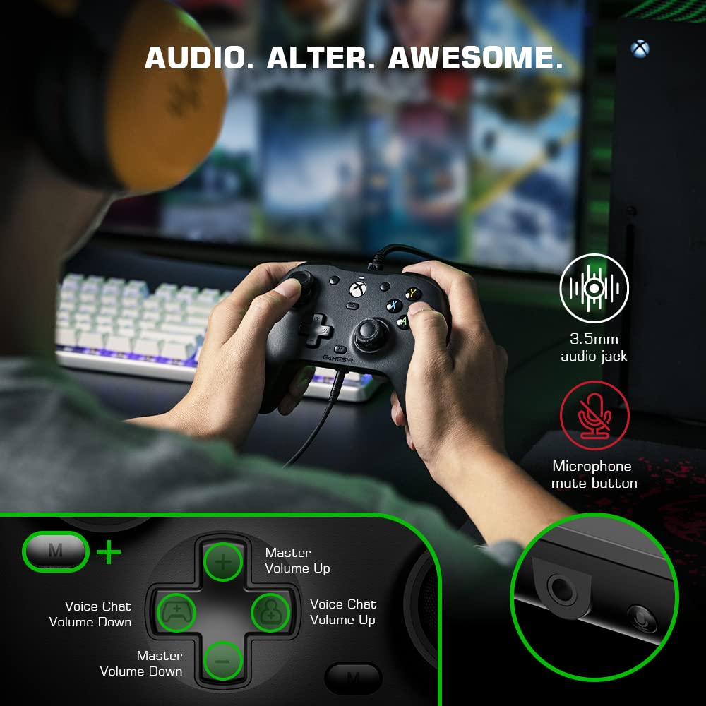 GameSir G7 Wired Xbox One Controller for Xbox Seris X/S, 3.5mm Audio Port with Swappable Faceplate, Remappable Button, Low Latency Work for Xbox One & Windows 10/11