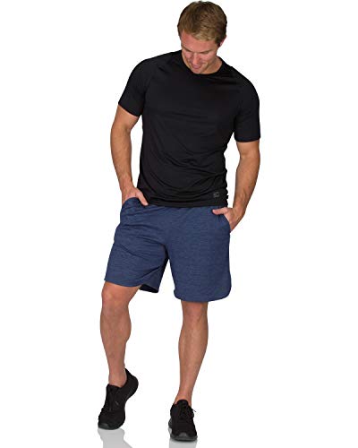 Dry FIT Gym Shorts for Men - Mens Workout Running Shorts - Moisture Wicking with Pockets and Side Hem Navy
