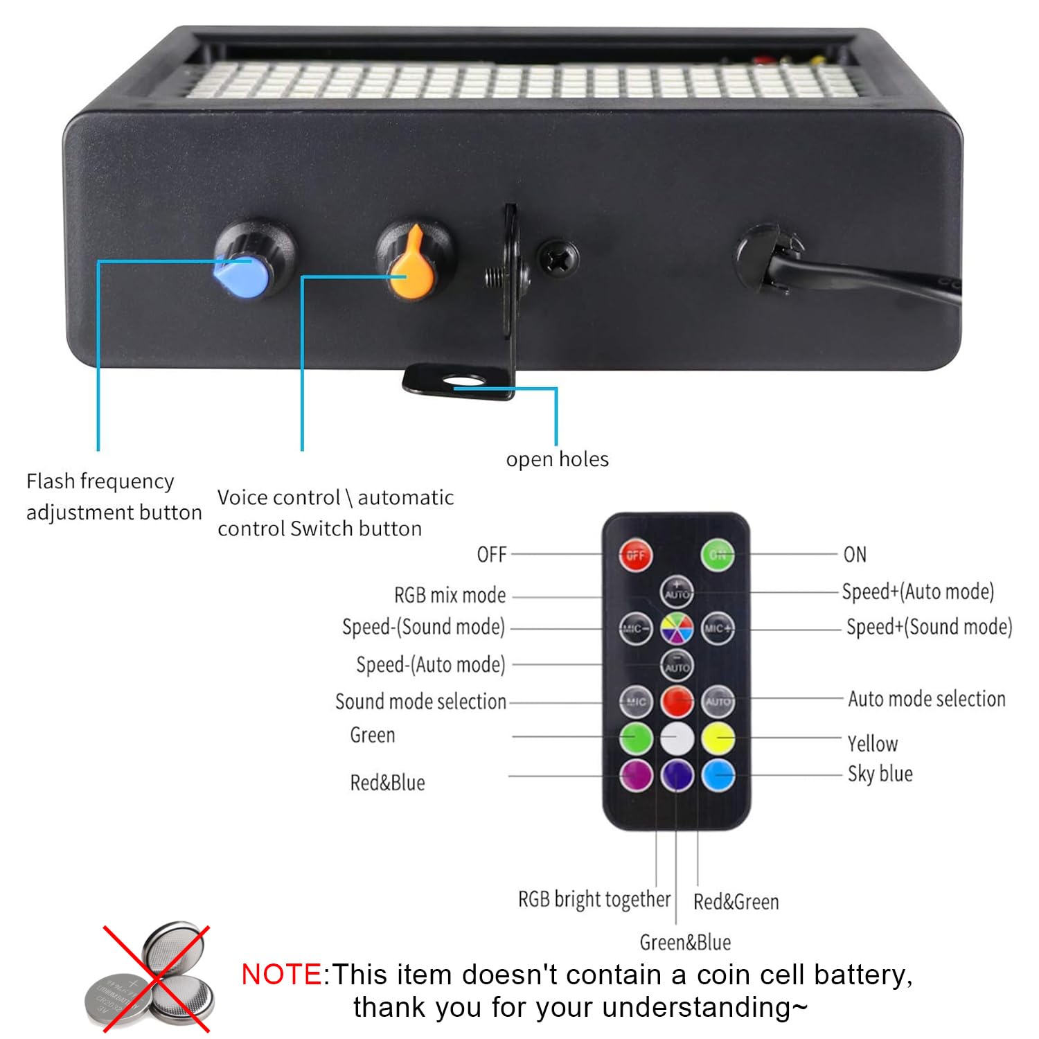 EcoStrobe Stage Strobe Light, Super Bright Flash Stage Lighting, Sound Activated and Speed Control RGB Strobe Light, Flash Party Lighting for Wedding, Xmas, Birthday, Club, DJ (180 LED)