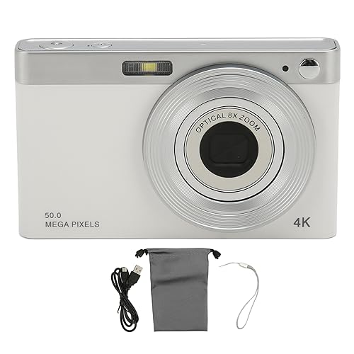 Digital Camera, 16X Zoom 2.88 Inch IPS 4K Video Output Digital Zoom Camera for Travel (White)