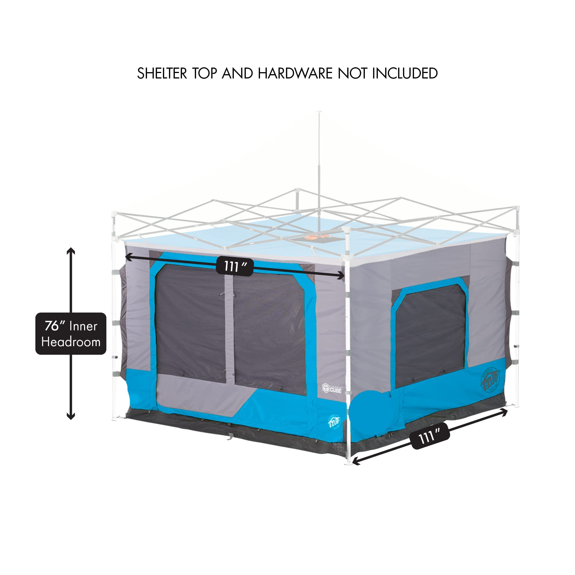 E-Z UP Camping Cube 6.4, Converts 10' Straight Leg Canopy into Camping Tent (CANOPY/SHELTER NOT INCLUDED), Splash