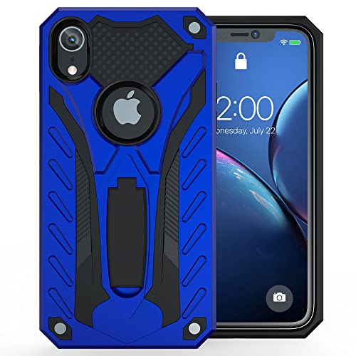 Kitoo Made in USA Defender Designed for iPhone XR Eco-Friendly Case with Kickstand, Military Grade Shockproof 12ft. Drop Tested - Blue