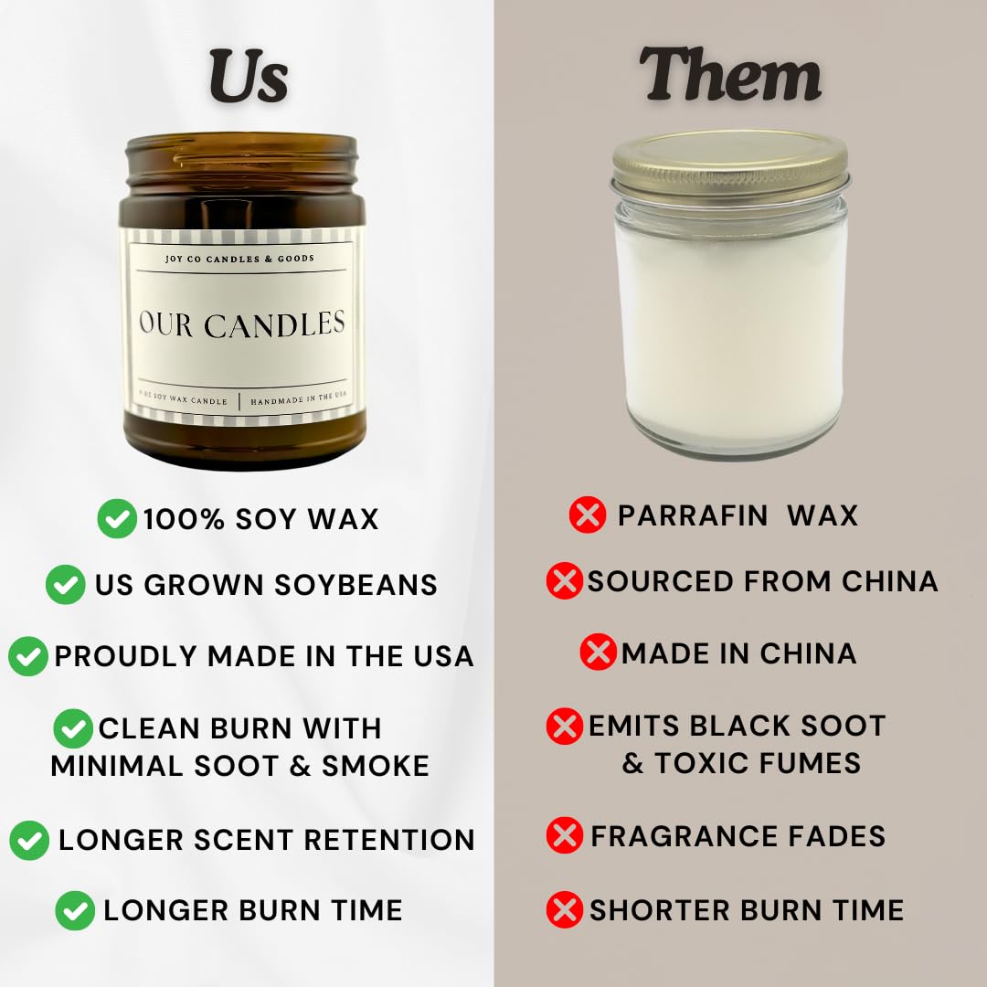 JOY CO Candles & Goods Fall Candle, 9 oz Soy Wax, Pumpkin Spice Scent, 50-Hour Burn Time, Amber Glass Jar
