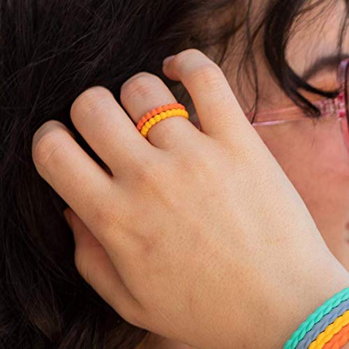 Enso Rings Stackable Beaded Silicone Wedding Ring β Hypoallergenic Unisex Stackable Wedding Band β Comfortable Minimalist Band β 2.5mm Wide, 8mm Thick (Pink Sand, Size 5)