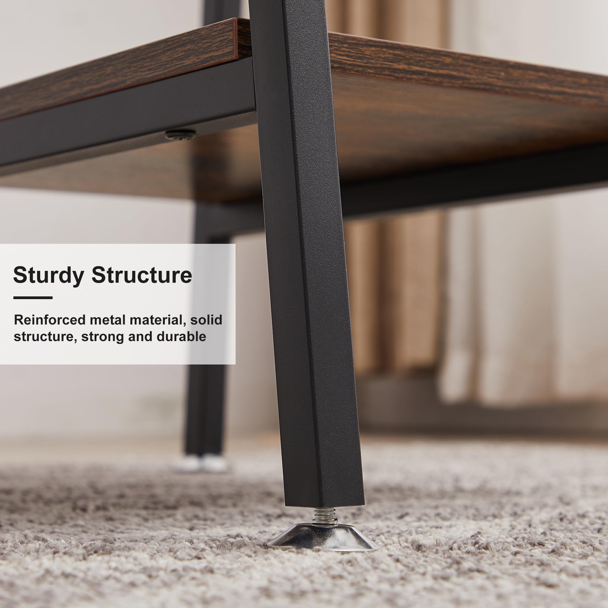 VECELO 43 Inch Computer Desk Writing Study Work Office Table Modern Desk with Shelves Wooden Desk for Home Bedroom,Walnut Desk