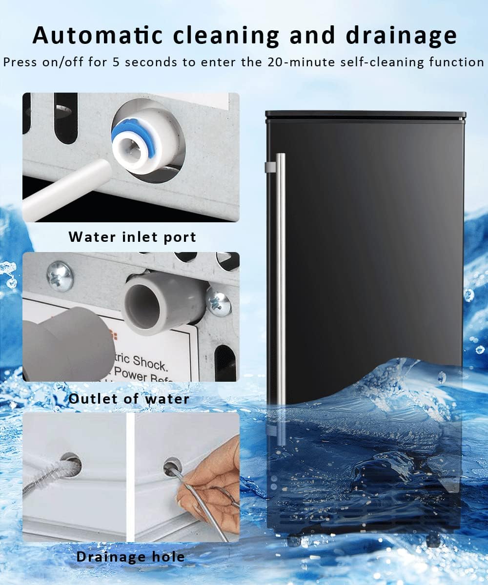 Joy Pebble Commercial Cube Ice Maker,Built-in Ice Maker Machine, 80lbs/Day, 40 Ice Cubes/Cycle, Reversible Door, Drain Pump, 24H Timer & Self-Cleaning, Under Counter Ice Cube Machine for Home, Black