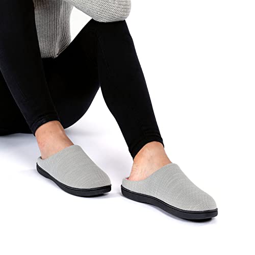 RockDove Women's Birdseye Knit Memory Foam Slipper, Size 9-10 US Women, Grey/Pink