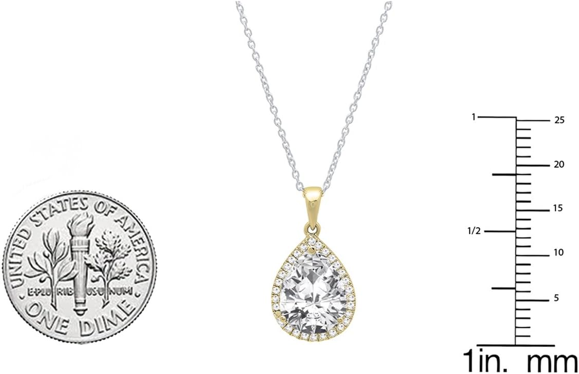 Dazzlingrock Collection 14K 9X6 MM Pear Lab Created Gemstone & Round Diamond Ladies Teardrop Pendant, Yellow Gold