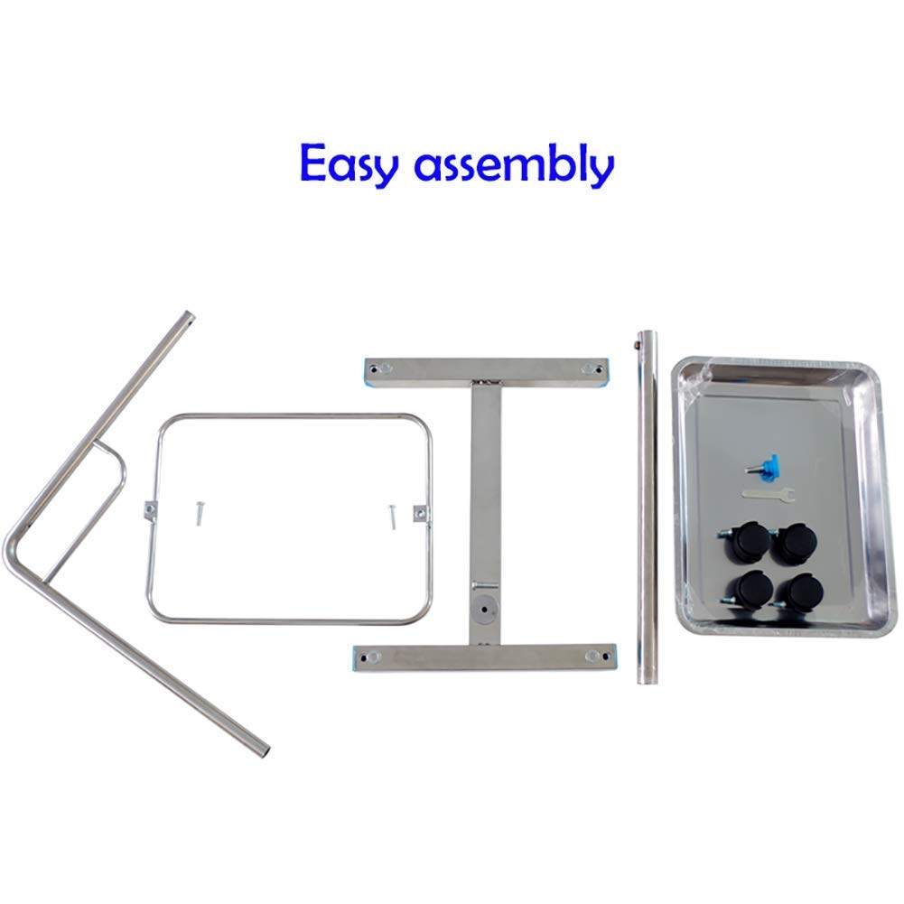 Medical Equipment Rolling Cart for Operating Room, Adjustable Height, Stainless Steel Surgical Tray Trolley with Universal Wheel, PIBM