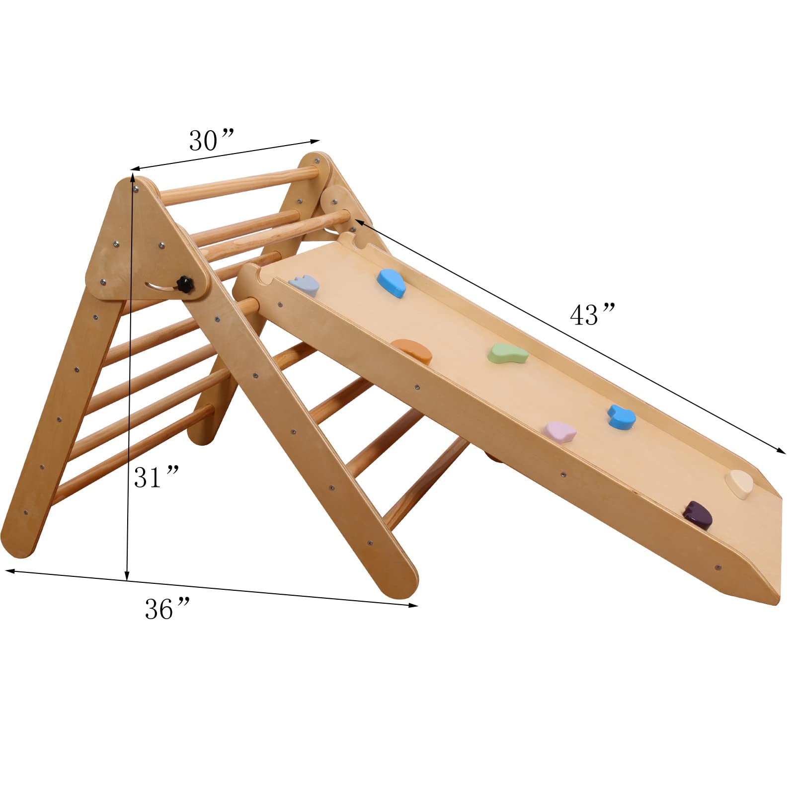 lekaihuai Pikler Triangle Climber with Ramp, Foldable Wooden Montessori Climbing Triangle Se(twood)