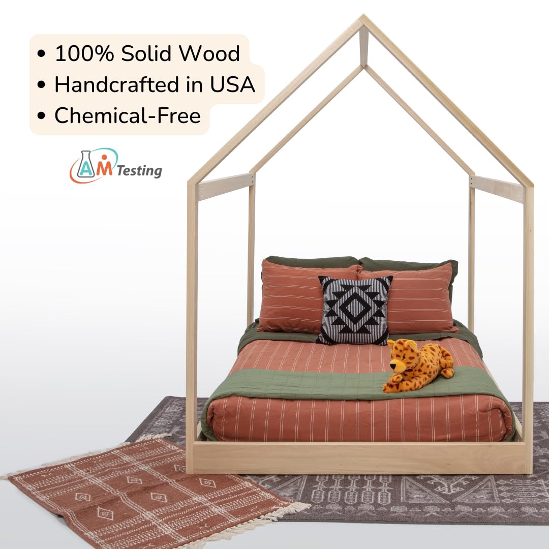 Montessori House Bed, Handcrafted Poplar Wood, With or Without Legs, Assembly Required (Full, Full House Bed Without Legs)