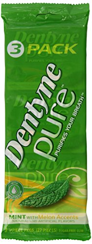 Dentyne Pure Gum, Mint with Melon Accents, 3-Count Packs (Pack of 5)