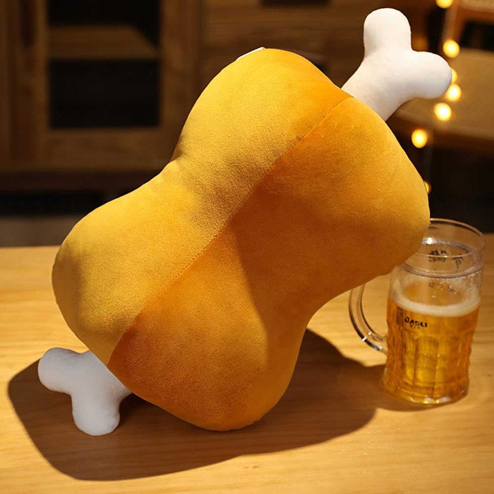 ONEPIECE LUFFYs Favorite 3D Super Soft Roast Meat Bone Plush Pillow with Brooch pin, Bedding Cozy Plush Decorative Pillow, Funny Meat Bone Stuffed Soft Throw Pillow
