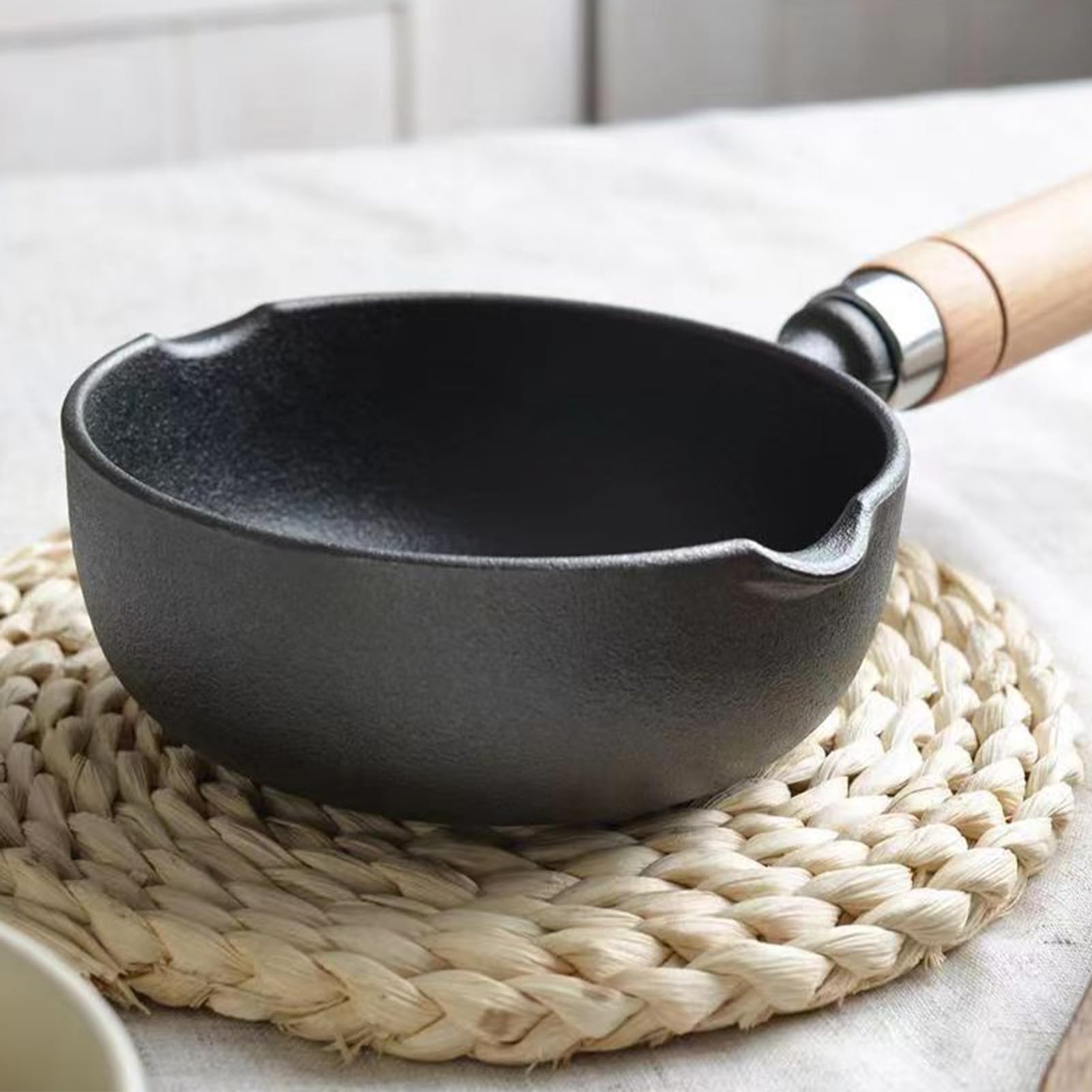 Melting Pot Cast Iron Sauce Pan, Multi Functional Cooking Even Heat Distribution Kitchen Cast Iron Butter Warmer Pot Baking Heating Holder Cheese Heating Pot