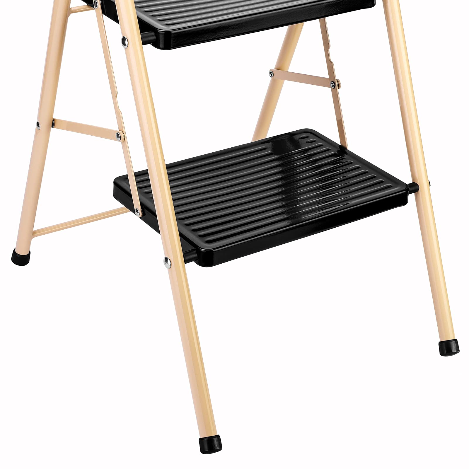 Delxo 3 Step Ladder Folding Step Stool 3 Step ladders with Handgrip Anti-Slip and Wide Pedal Sturdy Steel Ladder 330lbs White and Black Combo 3 Step Ladder