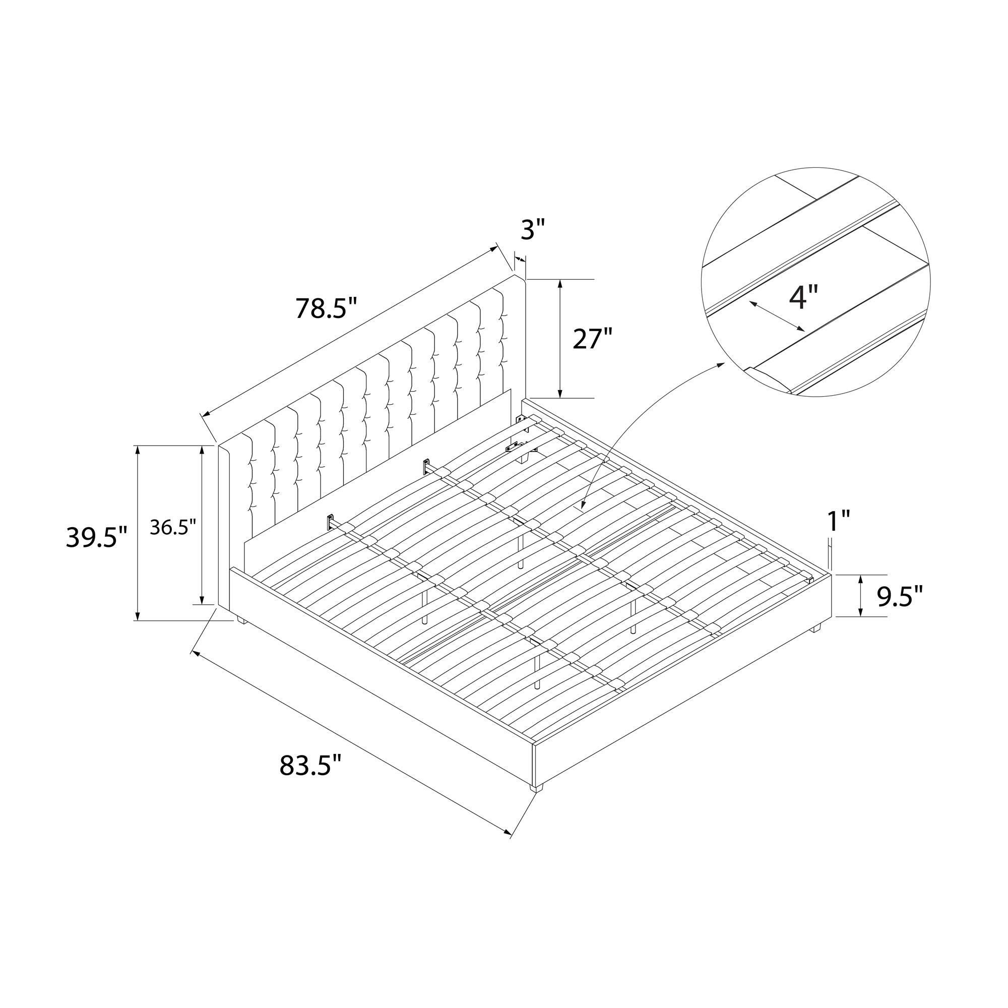 DHP Emily Upholstered Platform Bed with Modern Vertical Tufted Headboard, No Box Spring Needed, King, Black Faux Leather