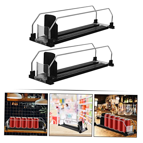 Refrigerator Beverage Shelf Drink Dispenser Fridge Organizer 2pcs Drink Pusher Air Curtain Cabinet Black Abs Freezer Vending Machine Beverage Dispenser Fridge Drink Pusher