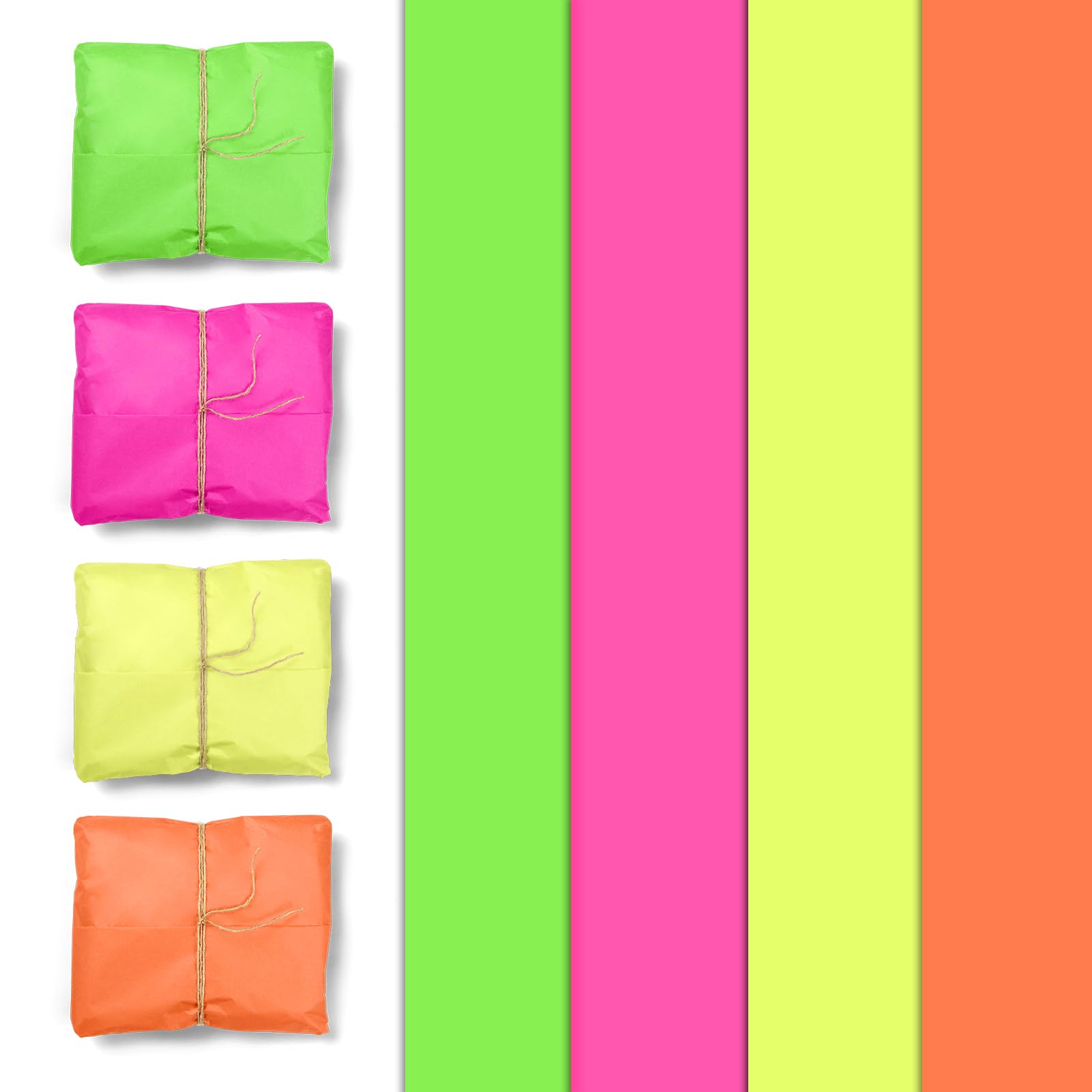 NICROHOME EUR 24 Sheets Neon Tissue Paper, 4 Color Glowing Tissue Wrapping Paper for Gift Bags Box, Birthday Wedding Party Decorations, DIY Craft, Wrapping Small Gifts, Baby Shower (20 x 28Inch)
