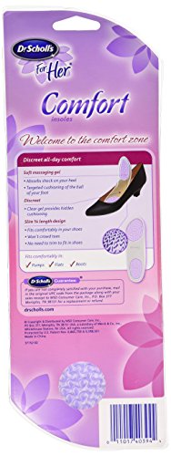 Dr. Scholl's For Her Comfort Massaging Insoles with Clear Massaging Gel, Women's Size 6-10, 1-Pair Packages (Pack of 3)