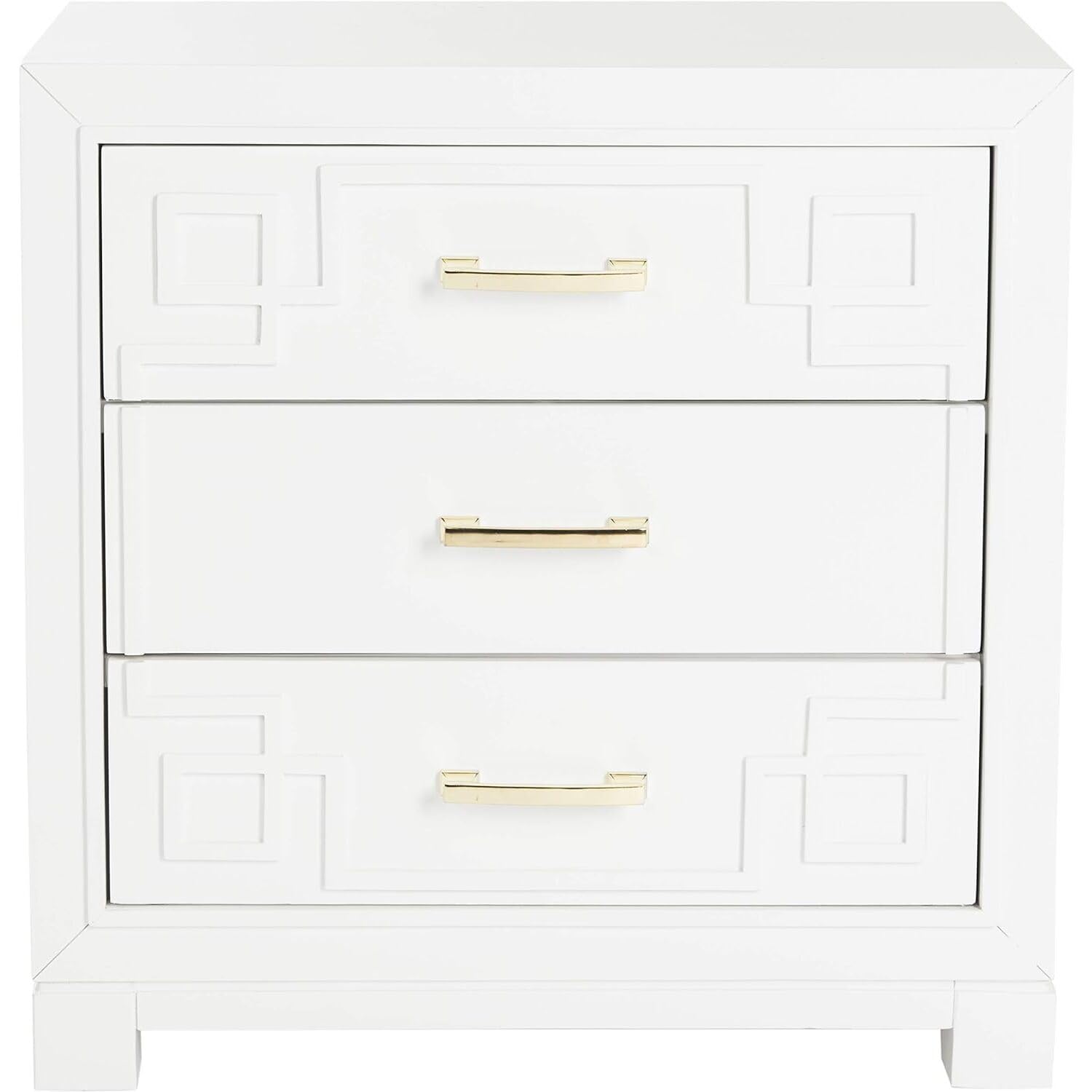 Safavieh Home Collection Raina White 3-Drawer Greek Key Nightstand