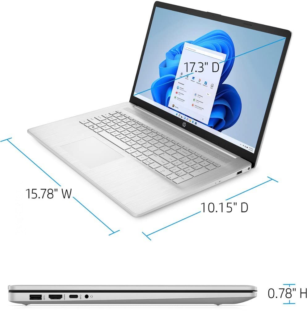 HP Newest 17.3 FHD IPS Micro-Edge Laptop, AMD Ryzen 5 5500U 6-core(Beat Intel i5-1135G7), 16GB DDR4 RAM, 256GB SSD+1TB HDD, WiFi, Bluetooth, Numpad, HDMI, Webcam, Win11