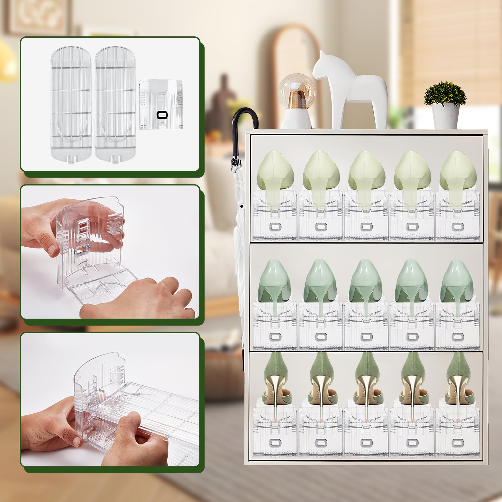 MOOKNAT Clear Shoe Slot Organizer, 12 Pack Adjustable Shoe Slots Organizer for Closet Clear Shoe Stackers Shoe Rack Holder Shoe Space Savers for A Pair of Shoes(Transparent)