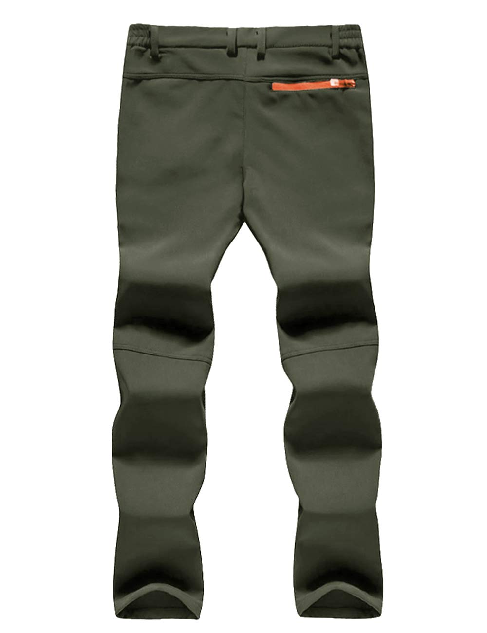 EKLENTSON Mens Work Pants Zipper Pockets Winter Cargo Softshell Mountain Pants Army Green