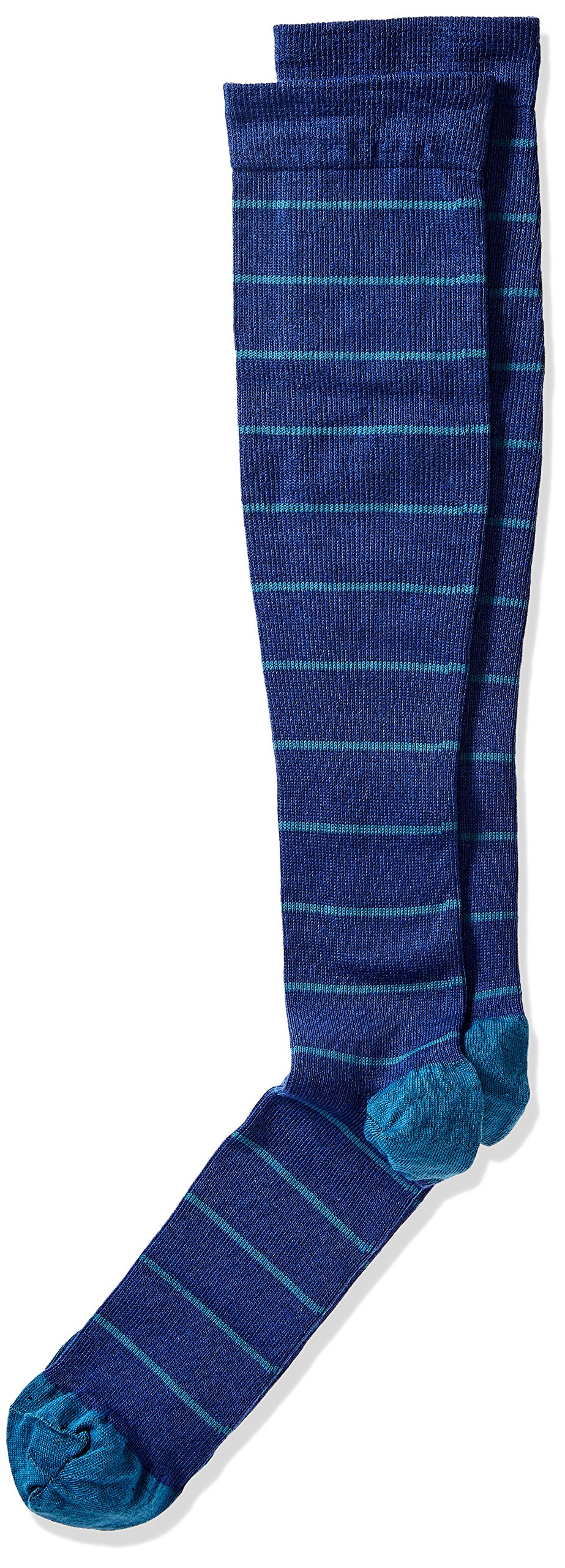 Dr. Scholl's Men's Graduated Compression 1 Pair Over the Calf Stripe, Compression, Flat Knit, 10.5-12 Large, Blue/Navy