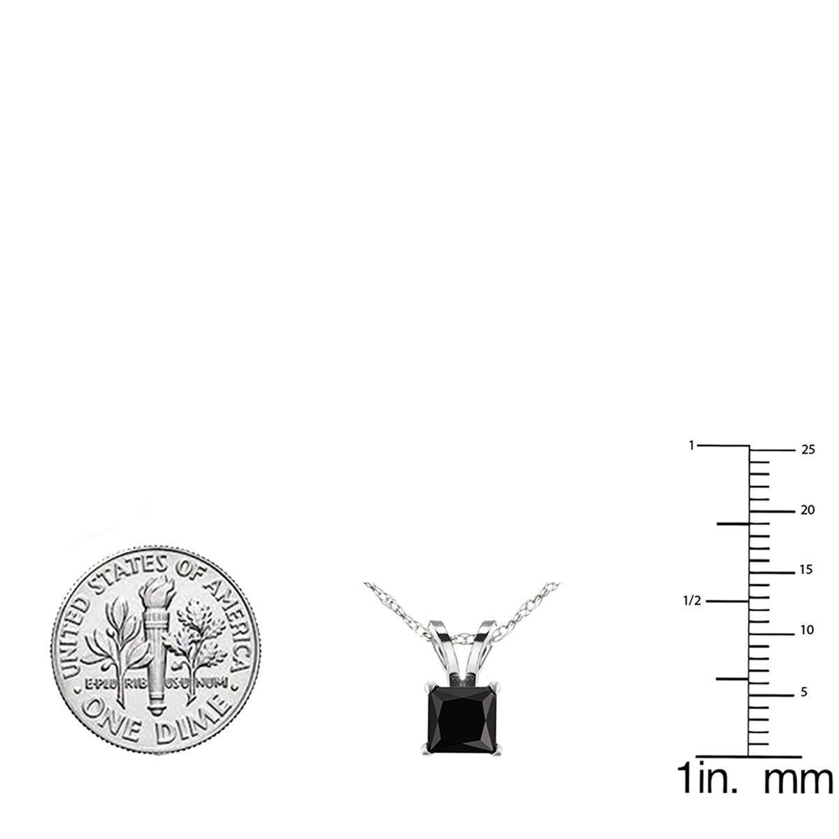 Dazzlingrock Collection 0.50 Carat (ctw) 10K Princess Black Diamond Ladies Solitaire Pendant 1/2 CT, White Gold