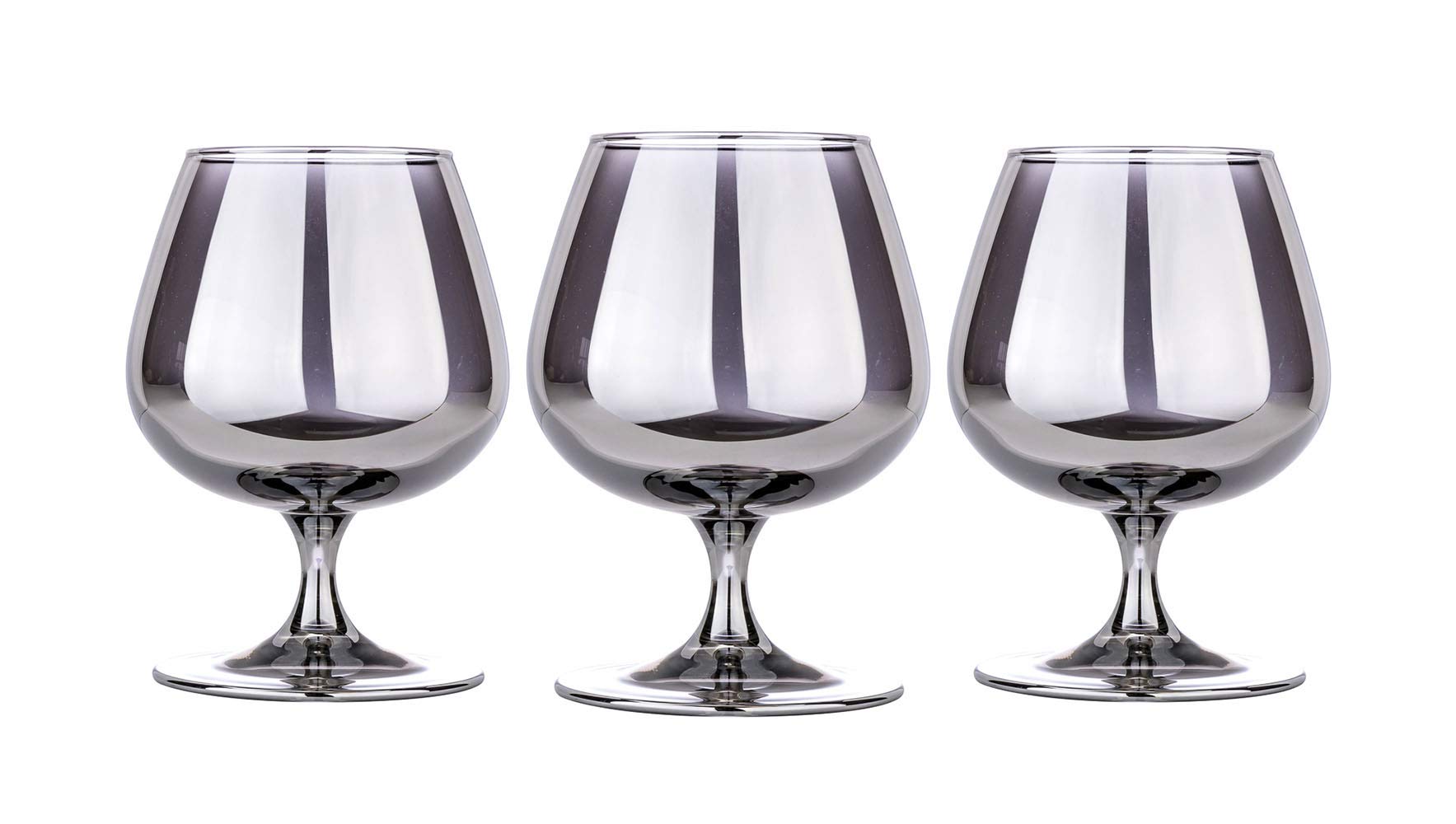 Graphite 13.5-Ounce Brandy Glasses, Elegant Glasses for Old Fashioned, Whiskey, Bourbon, Brandy Tasting Snifters, Present Idea for Wedding and Birthday, Set of 3
