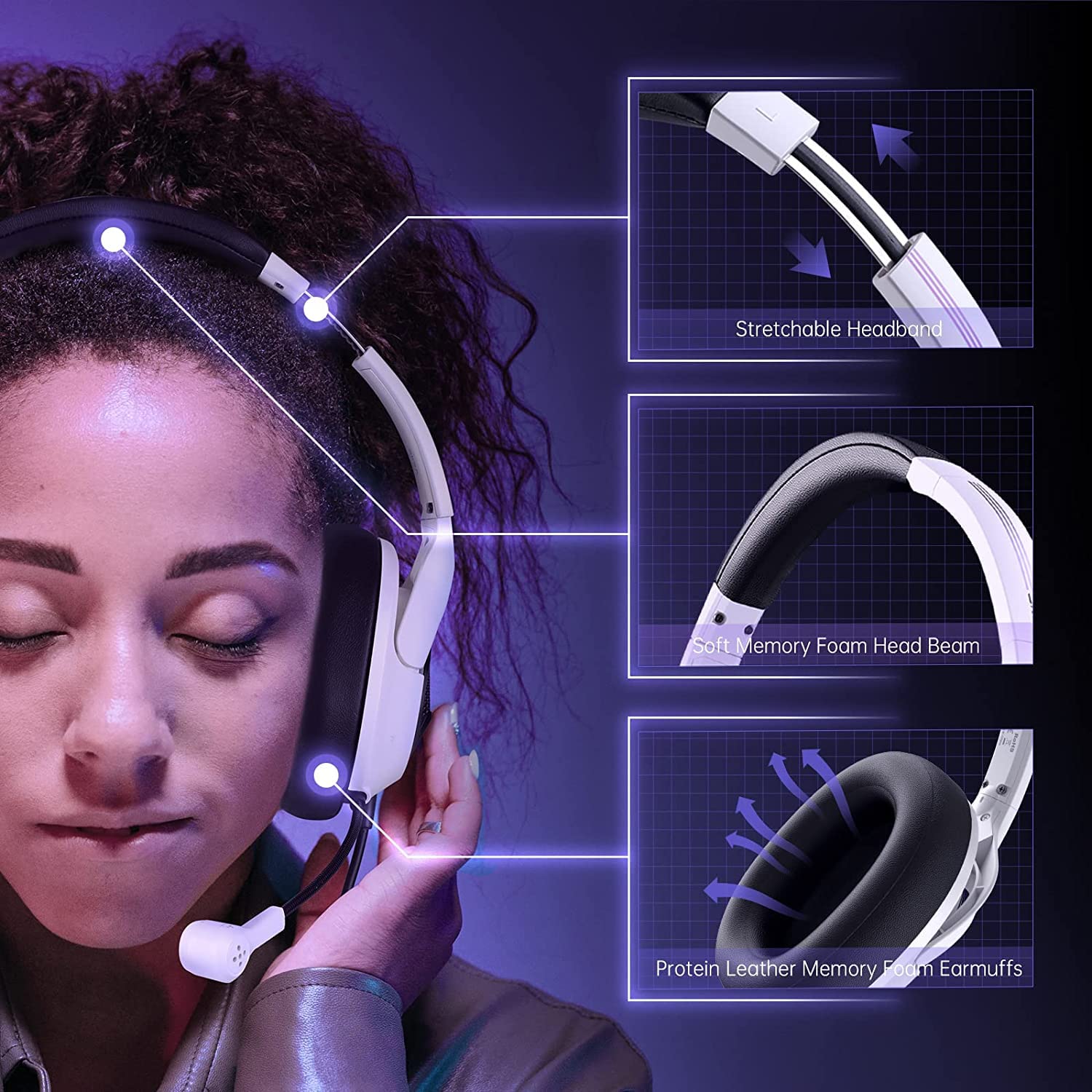 EKSA Ultralight 160g Computer Headset with Microphone, Wired Headphones for PC Xbox PS4 PS5 Switch Laptop, Noise Cancelling Microphone, Lightweight Comfortable, 40 MM Driver