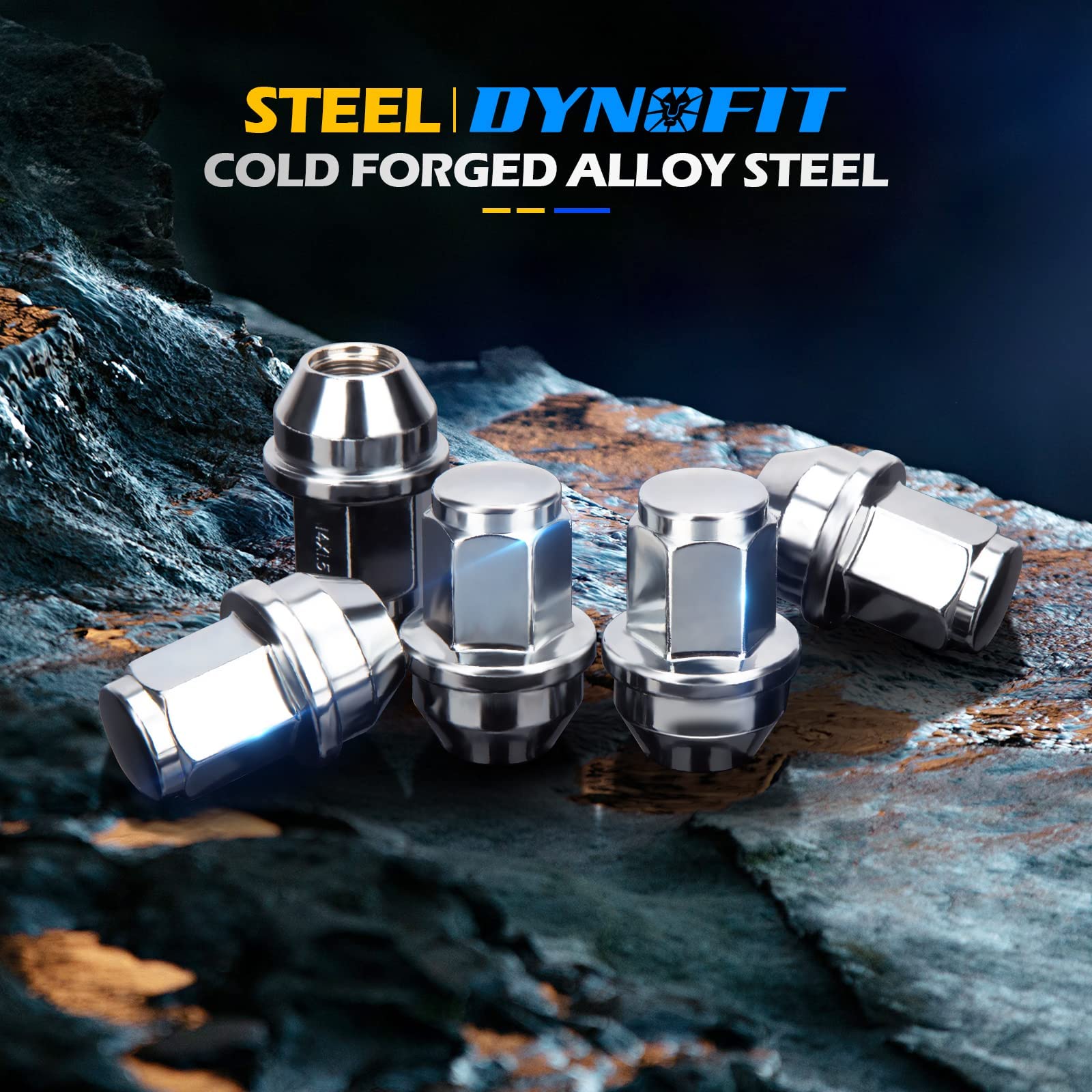 dynofit 24pcs 14x1.5 OEM/Stock Lug Nuts for 2015-2019 Expedition/F-150, M14-1.5 One-Piece Design Factory Chrome Wheel Lugnuts for Lincoln 2016-2018 MKX, 21mm Hex Anti-Rusting Updated
