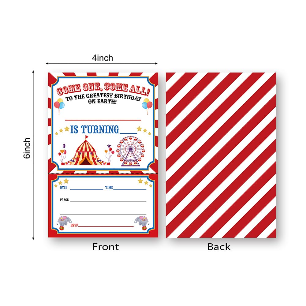 LoaHak Circus Birthday Party Invitations Card For Kids, Circus Party, carnival Birthday Invitation. (089)