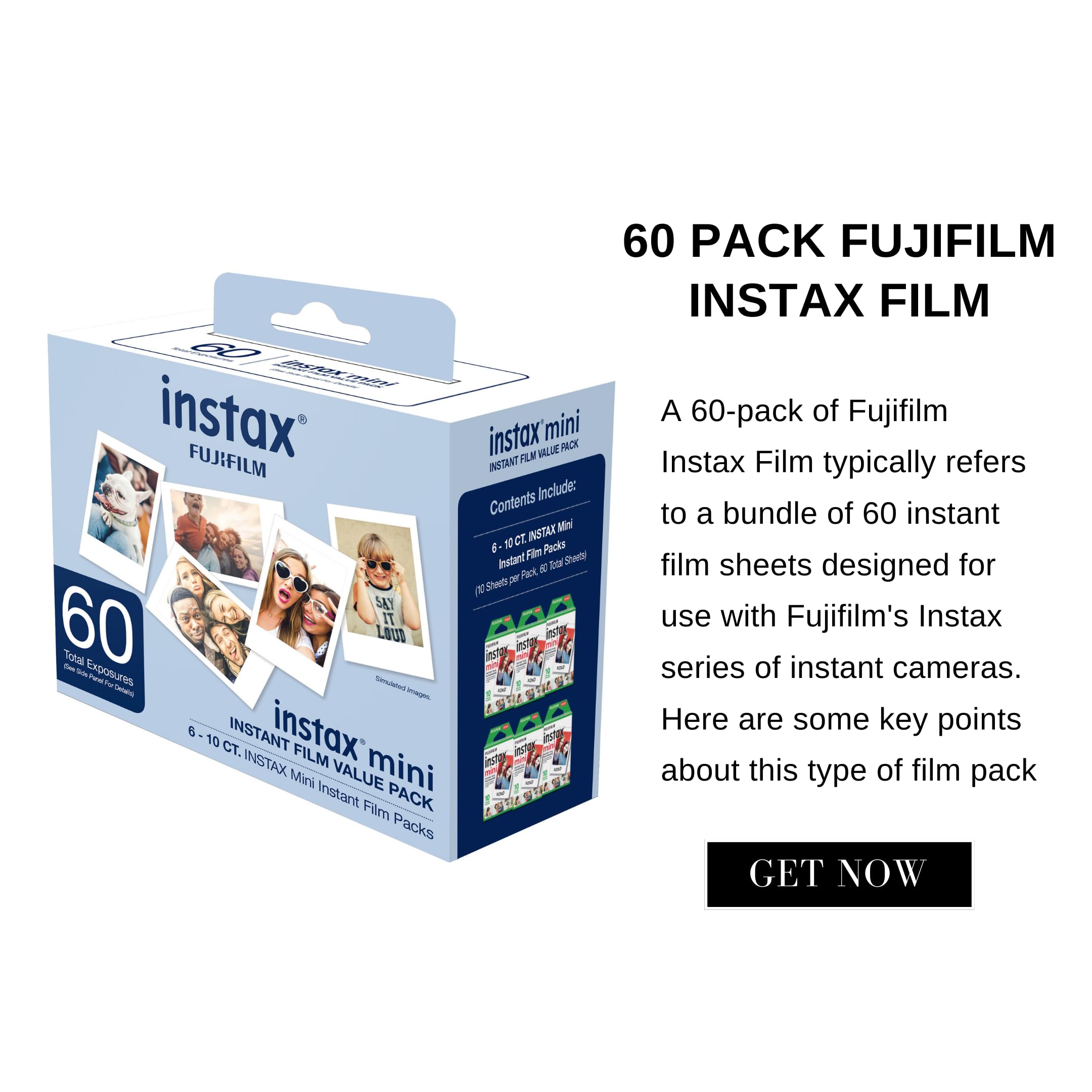 FujiFilm Accesories Pack, Includes Photo Album, Camera Case, Camera Strap, 60 Exposures Film Value Pack & Cleaning Cloth - Blush Pink (Camera Not Included)