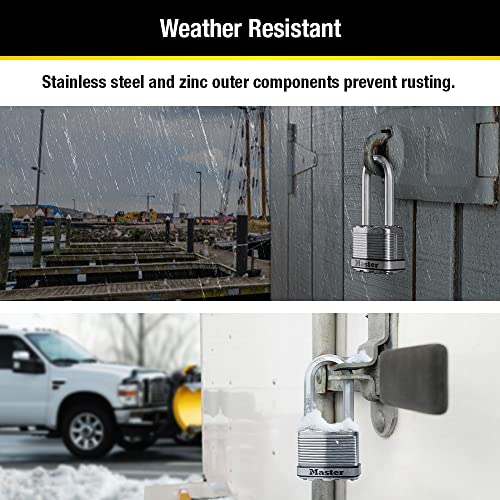 Master Lock M1XTRILH Magnum Heavy Duty Padlock with Key, 3 Pack Keyed-Alike,Silver