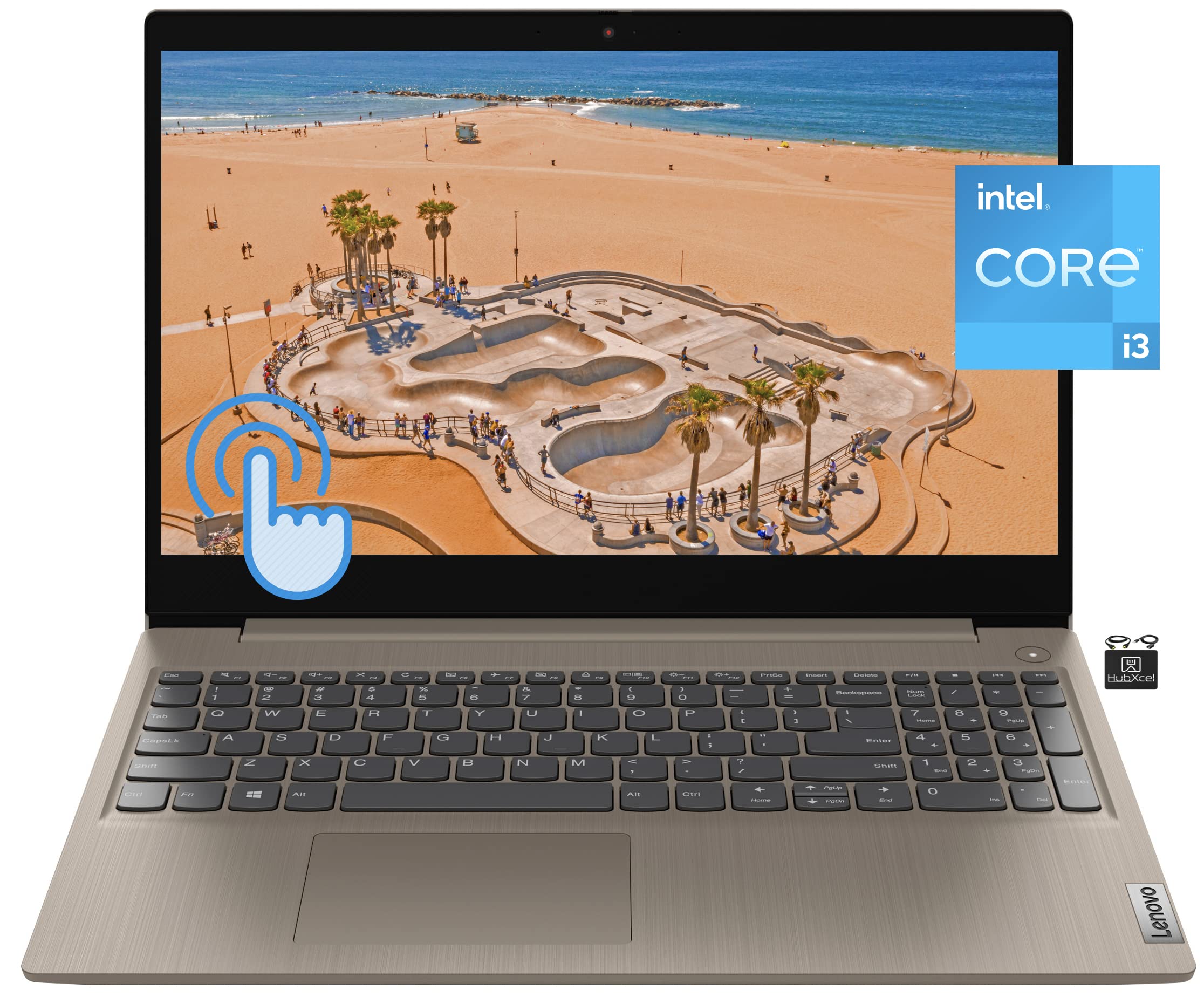 Lenovo 2022 Flagship IdeaPad 3 Laptop, 15.6" HD Touchscreen, Intel Dual Core i3-1115G4 (Upto 4.1GHz,Beats i5-1030G7), 8GB RAM, 256GB SSD, UHD Graphics, HD Webcam, 7+ Hours, Win 11 S +HubxcelAccessory