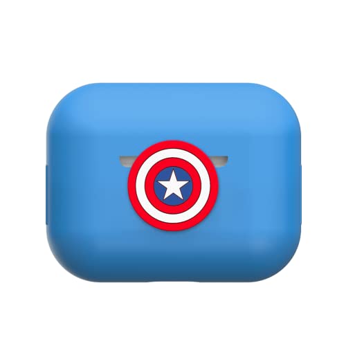 NARYM Superhero Case for AirPods Pro (2nd/1st Generation), Cartoon Protective Liquid Silicone Case with Keychain Compatible with Apple AirPods Pro 2nd/1st (2022/2019), Captain A, Blue