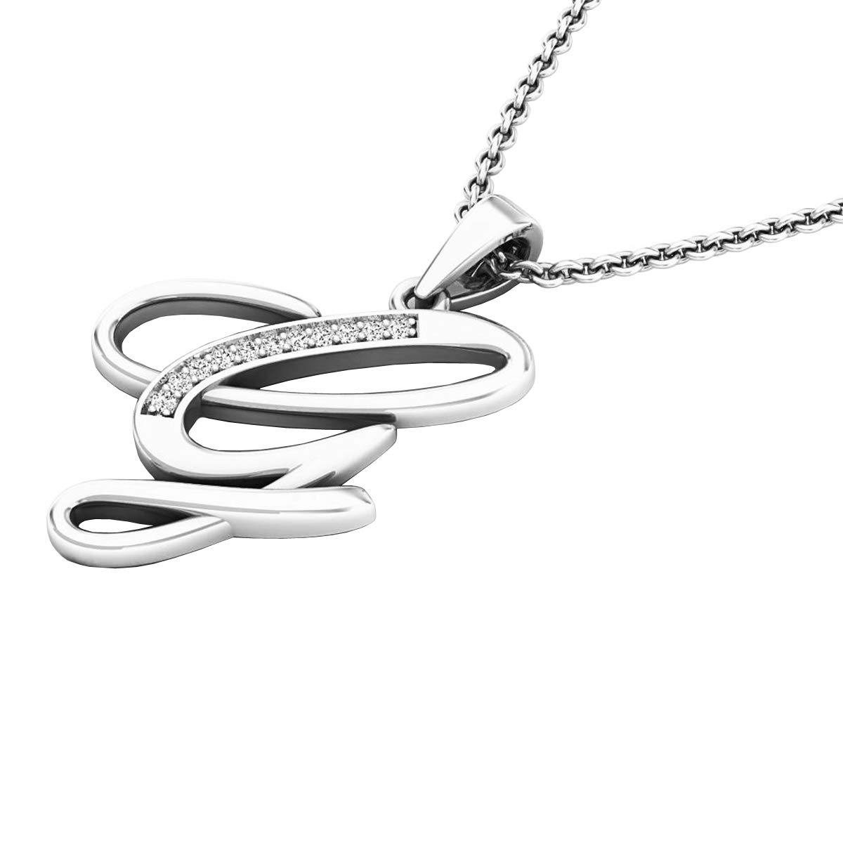 Dazzlingrock Collection 0.05 Carat (Ctw) Round Diamond Fancy Letter 'G' Initial Pendant for Mother's Day, Sterling Silver