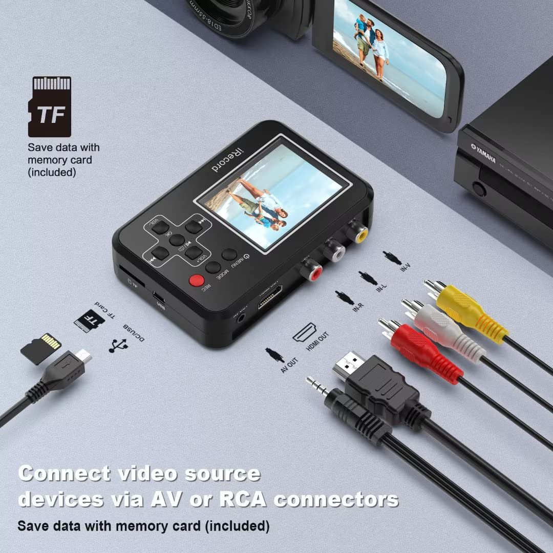 DIGITNOW Video to Digital Converter, VHS to Digital Converter to Capture Video from VCR's, VHS Tapes, Hi8, Camcorder, DVD, TV Box and Gaming Systems