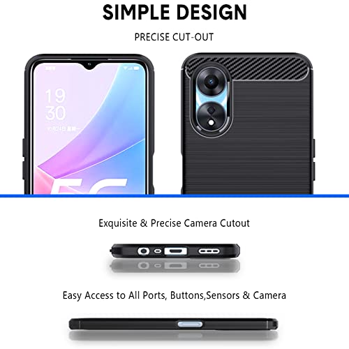Natbok Compatible with Oppo A58 5G/A78 5G Case, Flexible TPU [Brushed Texture] [Anti-Slip] Shockproof Military Protection Bumper Phone Case,Slim Case Cover Compatible with Oppo A58 5G/A78 5G,Black