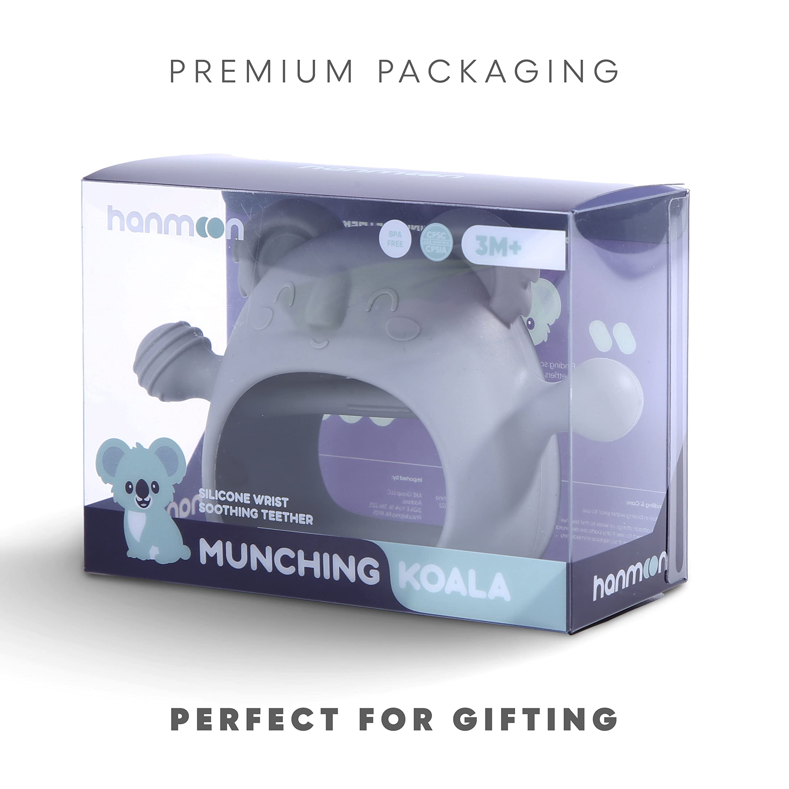 Hanmoon Koala Teething Toys for Babies 3+ Months, Never Drop Silicone Teether for Babies 6-12 months, BPA free Baby Teether for Sucking Needs and Soothing Sore Gums, PVC free Baby Pacifier (Rose Pink)