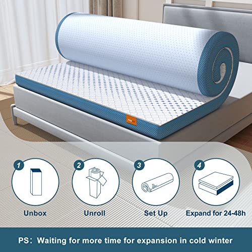 Maxzzz 3 Inch Mattress Topper Full Size Memory Foam Gel Infused Toppers, High Density Firm Mattress Pad with Removable Soft Cover, Certipur-Us & Oeko-Tex Certified