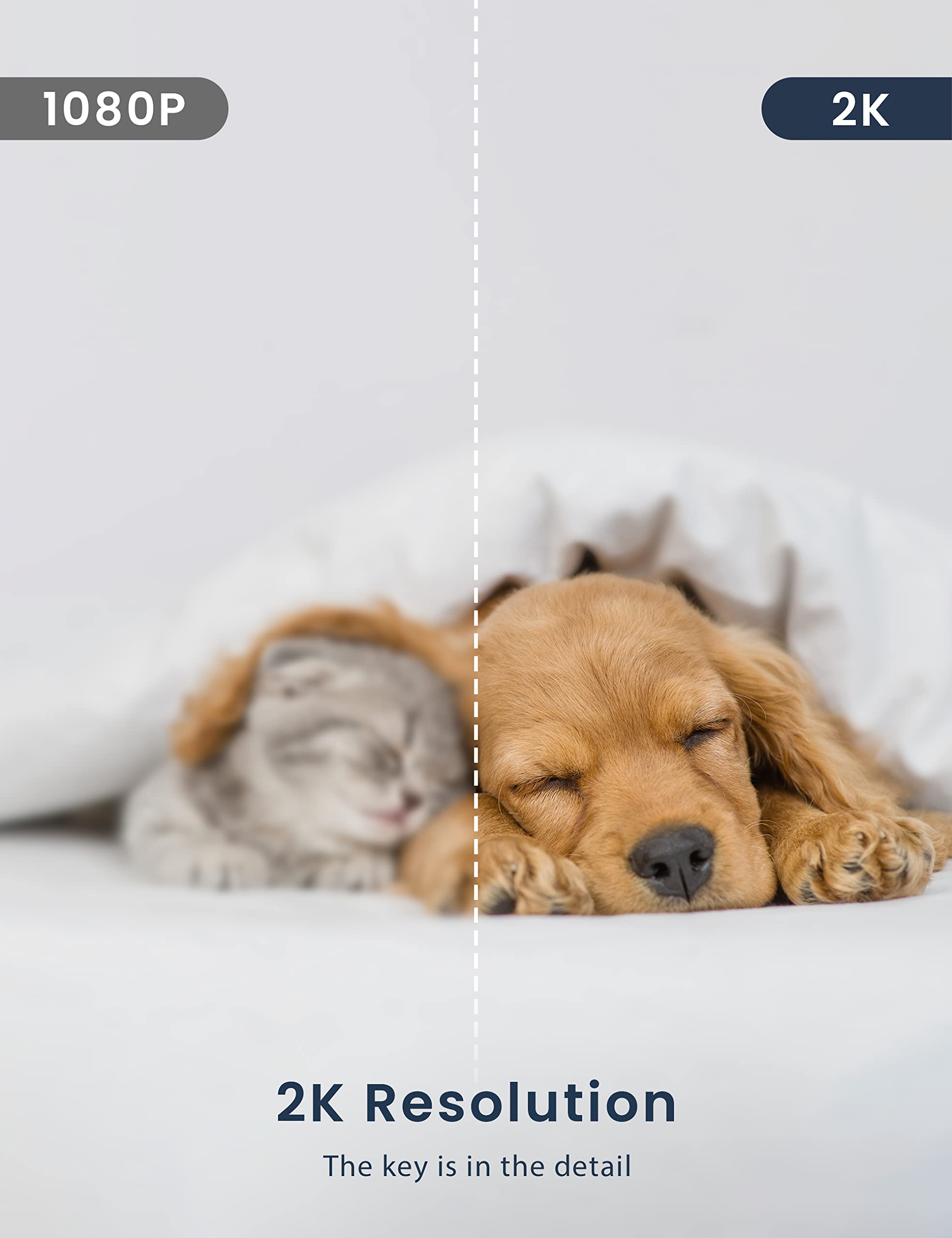 GNCC 2k Pet Camera, Indoor Camera, 2-Way Audio, 360 Degree Pan/Tilt/Zoom, Motion/Sound Detection, SD&Cloud Storage, Compatible with Alexa & Google Home P1Pro