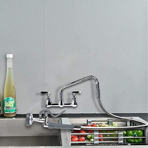 KWODE Pre Rinse Hose with Sprayer Valve 44 Inch Hose with Sprayer Head Replacement Kit Commercial Sink Sprayer Hose for Kitchen Sink Faucet (Free Brass Adapter to Connect Add-on Swivel Spout)