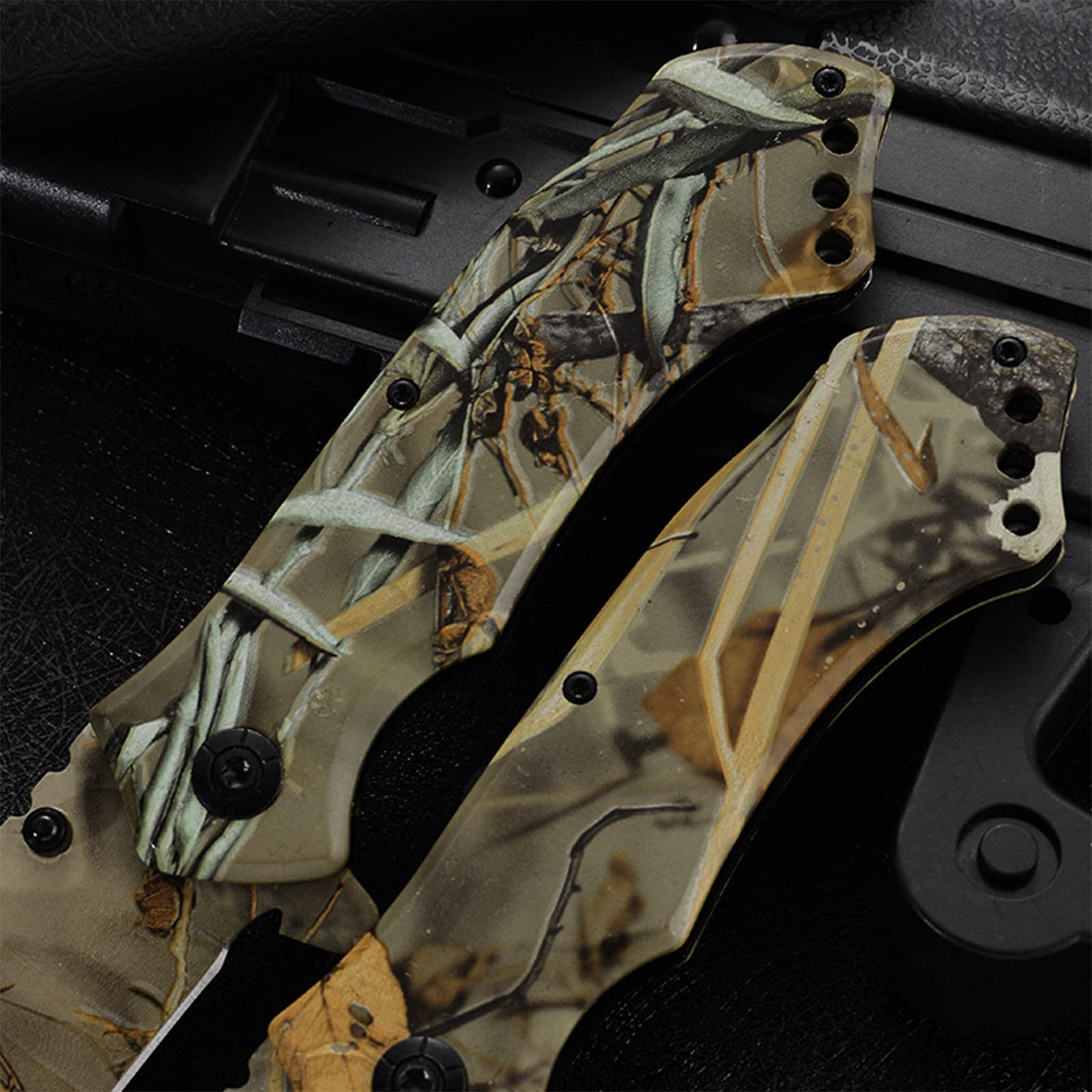 JUNZHIZHE Camouflage Folding Knife,Square Blade Folding Knife,3.2-inch Camouflage Tactical Pocket Knife - EDC Outdoor Camping and Hunting Tools,Father's Day Gift(2Pack)