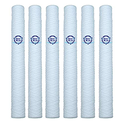 KleenWater String Wound Water Filter Cartridges, 2.5 x 20 Inch, 5 Micron, Made in USA, Pack of 6